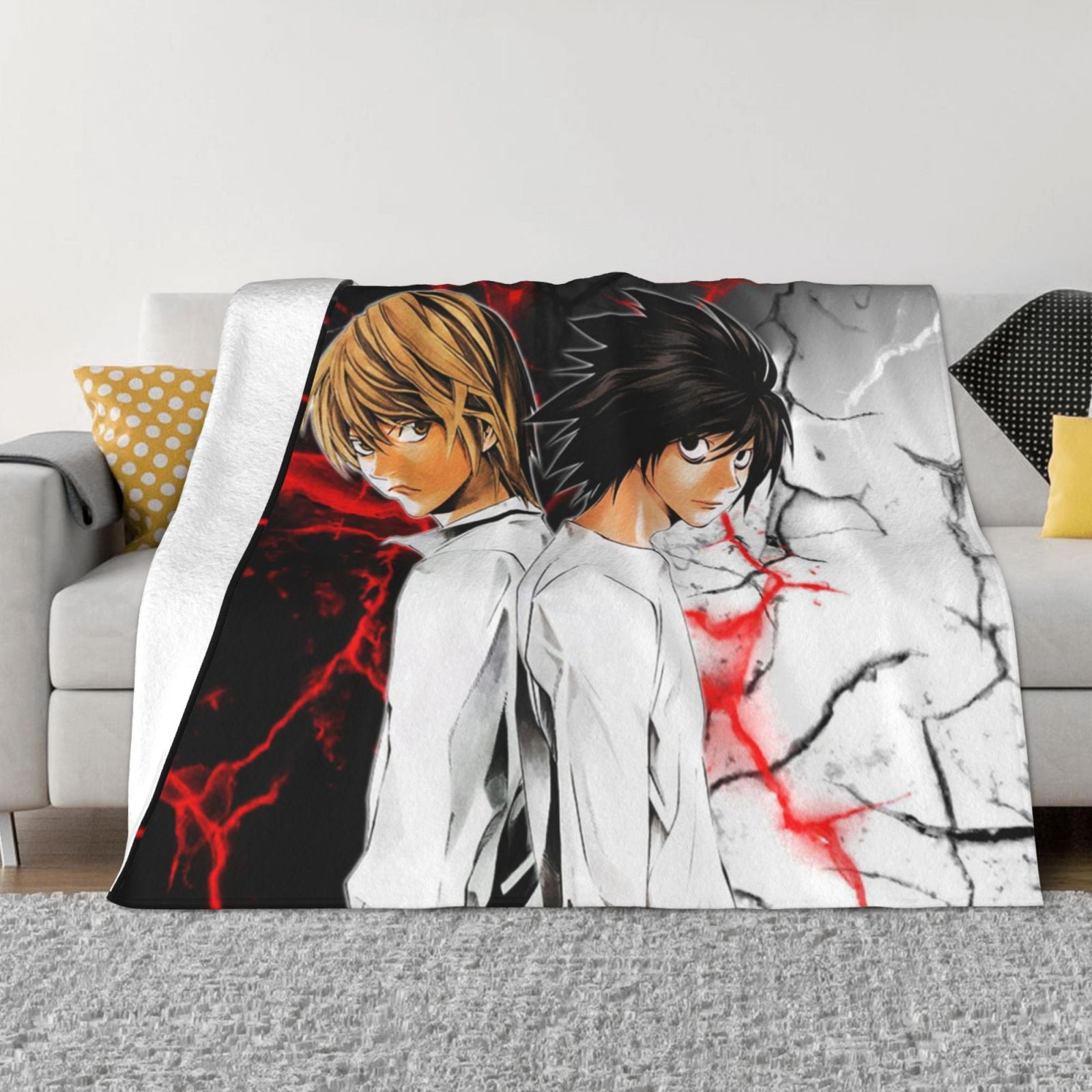 Light Yagami L Death Note Blanket Cozy Ultra-Soft Micro Flannel Fleece ...