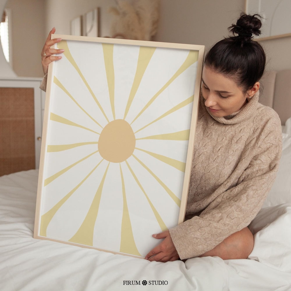 Light Yellow Daisy Print Wall Art - Pastel Nursery Decor, Boho Flower ...