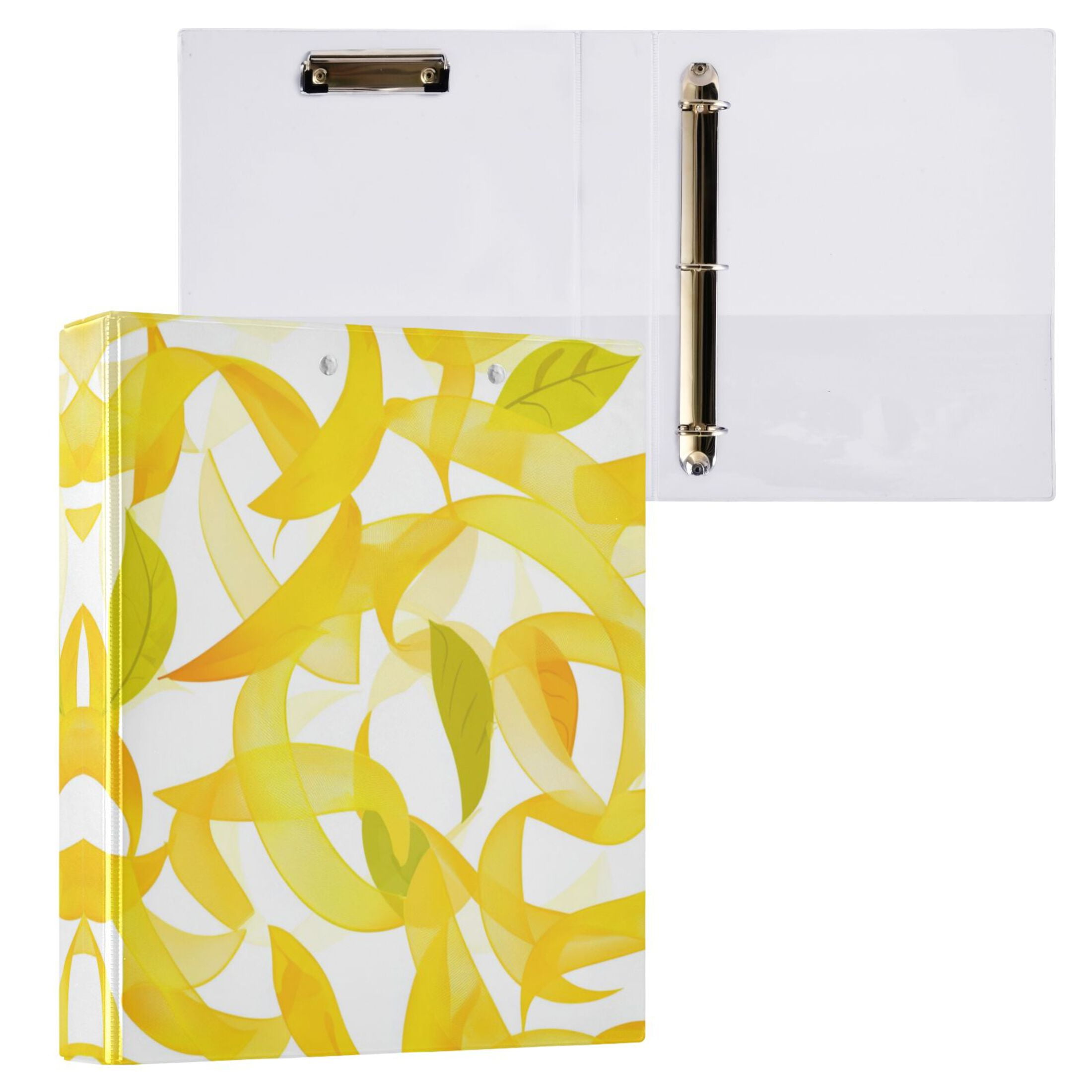 Light Yellow Leaves 3 Ring Hardcover Binders 1.5in Round Rings for ...