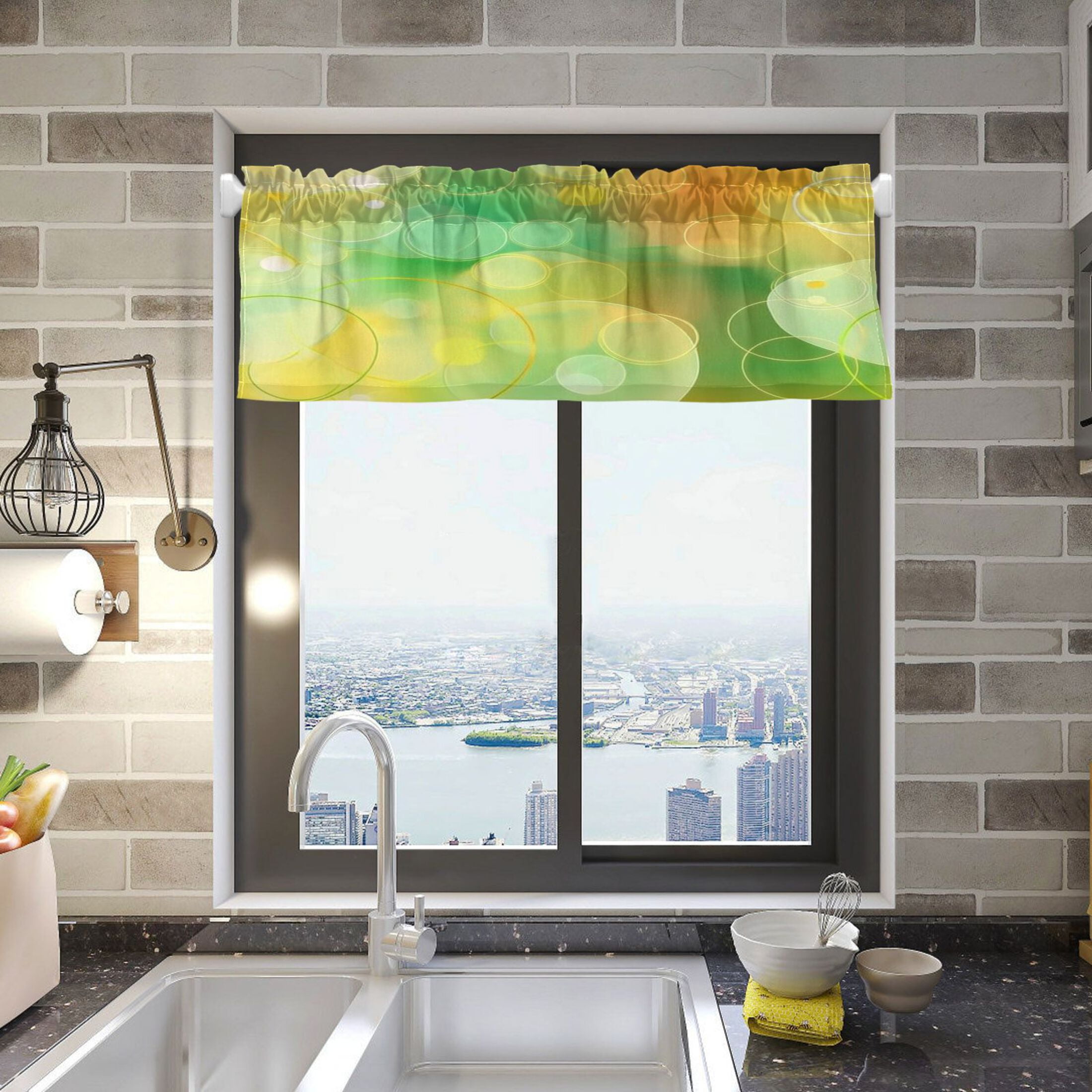 Light Yellow Round Curtain Valances Window Treatment Rod Pocket Drape ...