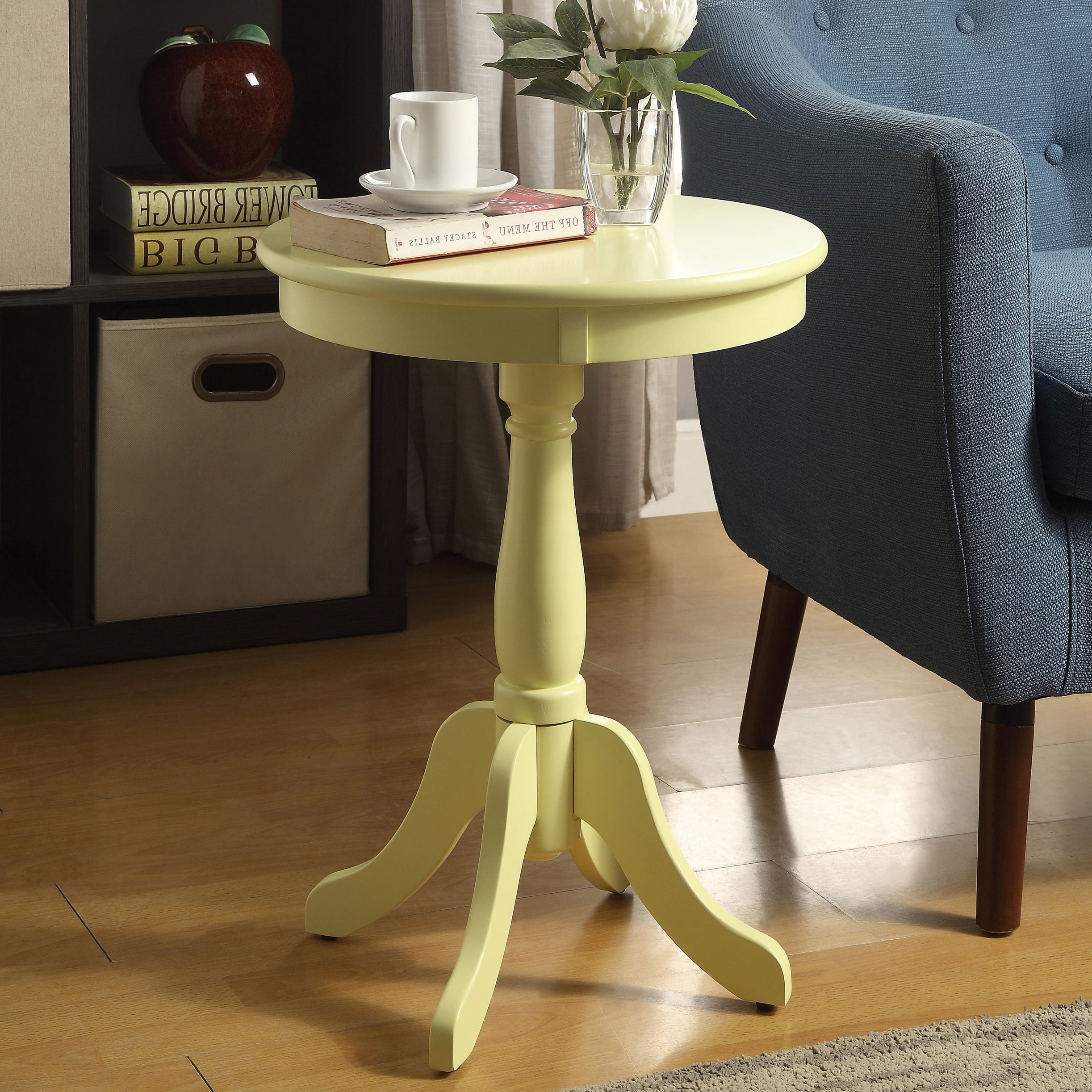Coffee Tables, Light Yellow Side Table with Turned Pedestal, Light ...