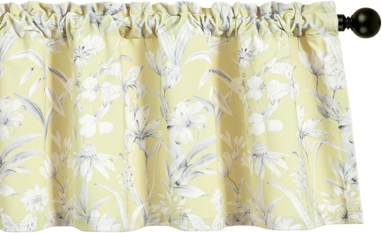 Light Yellow Valance for Blinds, Floral Printed Velvet Small Window ...