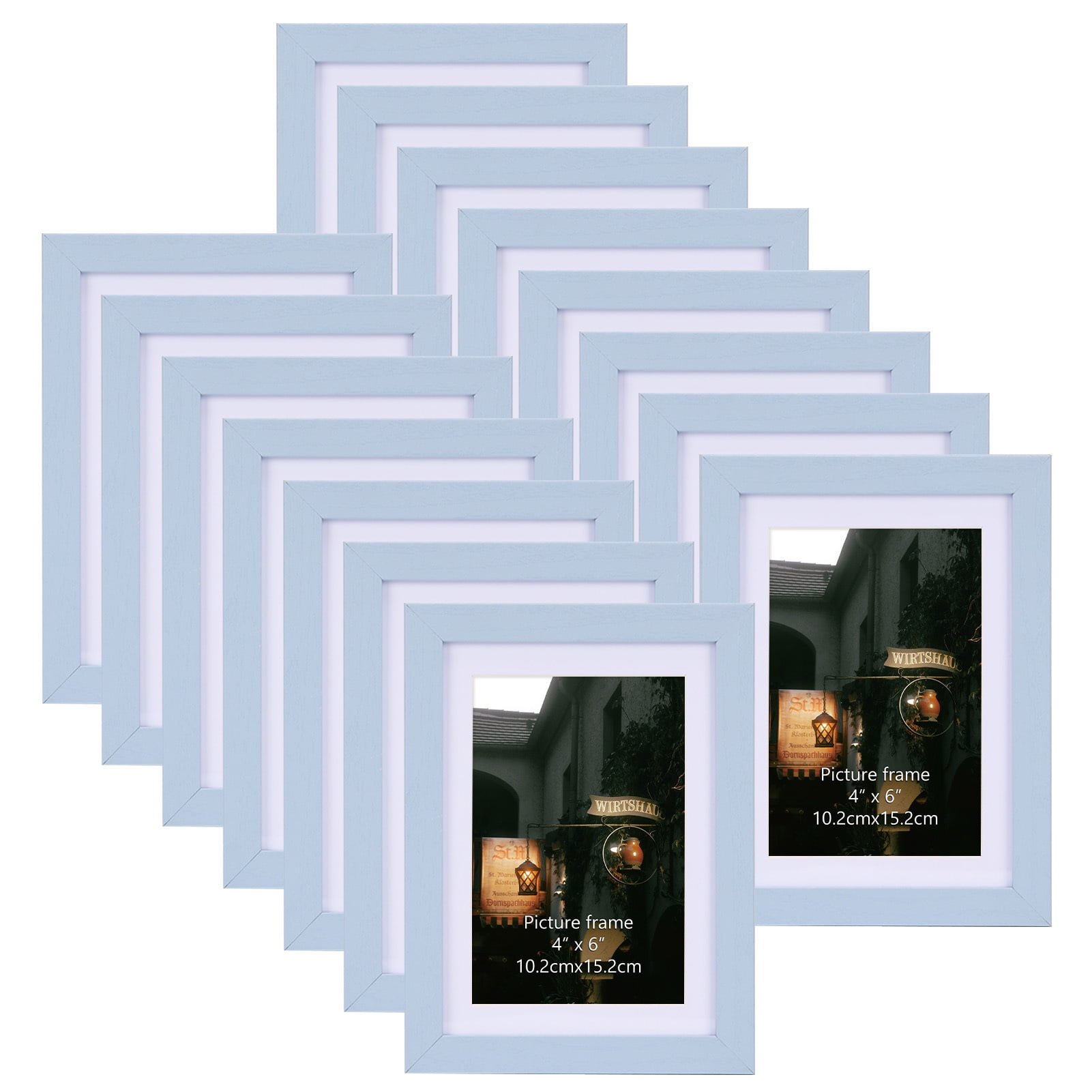 Light blue MDF small frame strip 5X7 opening 4X6 Picture frame (15 pcs ...