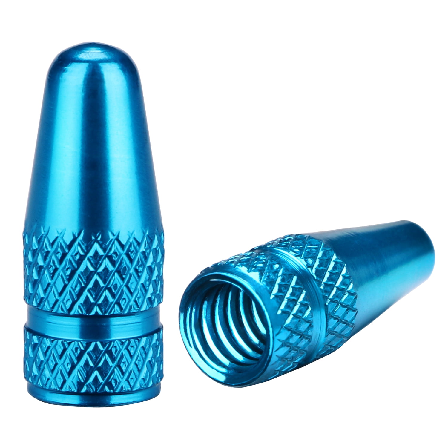 Light-blue presta valve caps aluminum anodized bike tire air dust stem ...