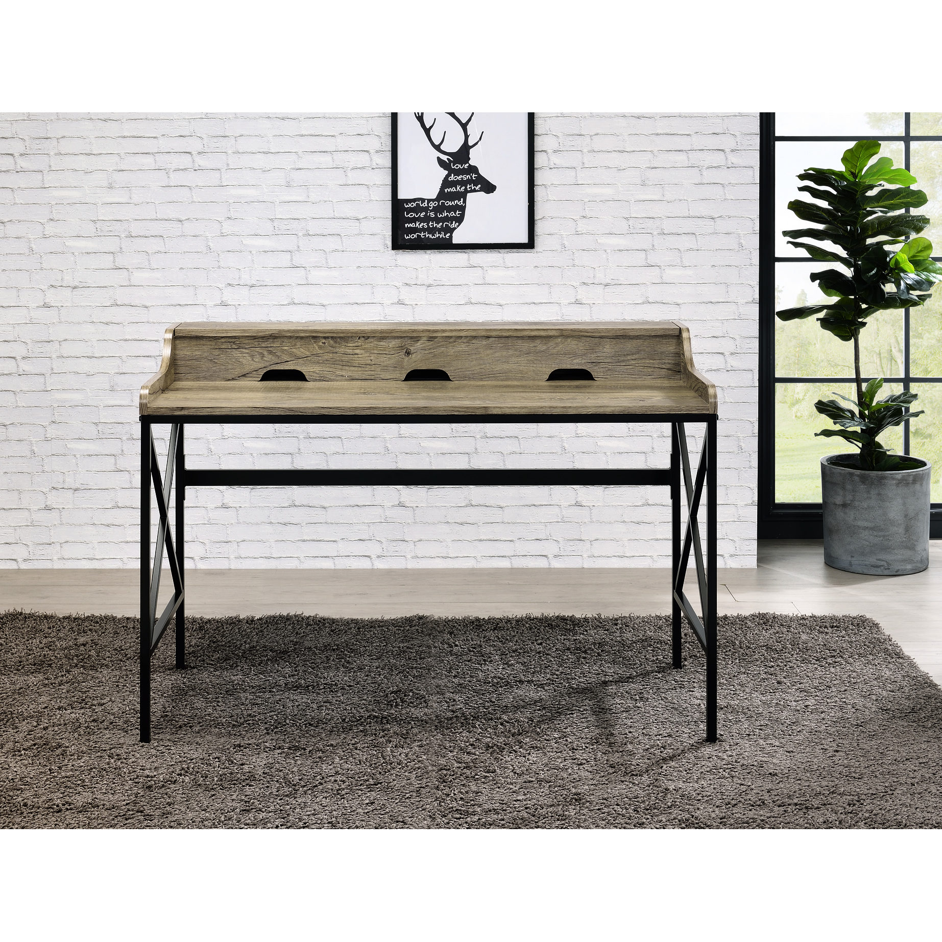 Light brown desk with 2 USB ports and electrical outlet for homes and ...