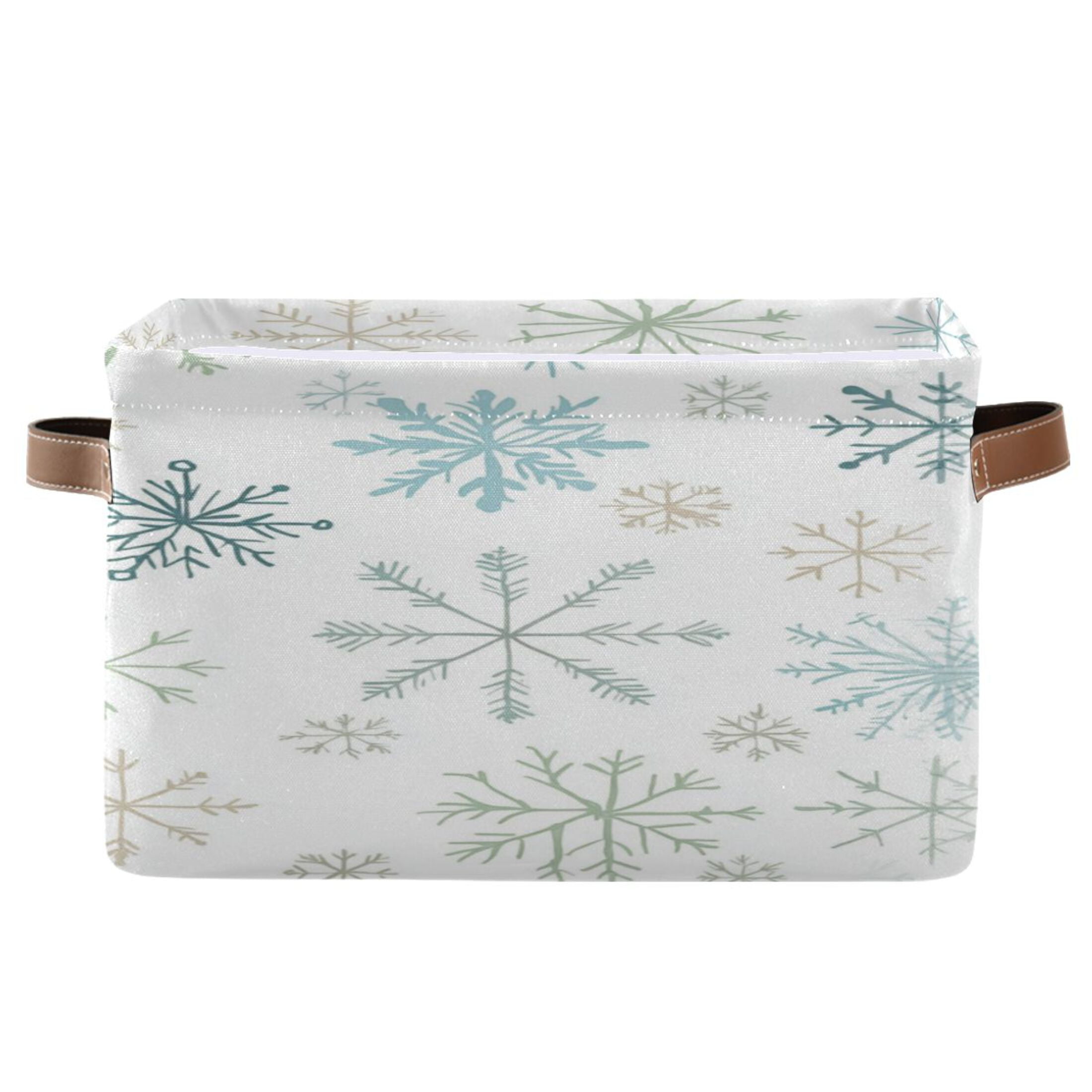 Light-colored Snowflake Pattern Foldable Storage Basket,Canvas Fabric ...