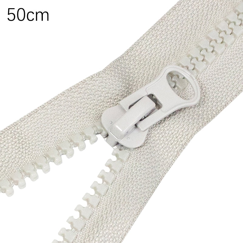 (Light gray 50CM Single Head) Resin Zipper Open-end Sliders Zippers Two ...