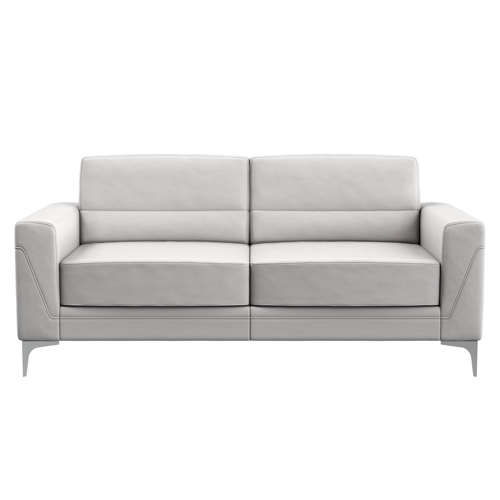 Light gray PVC 3 - seat sofa with 6 - inch legs for modern living rooms ...