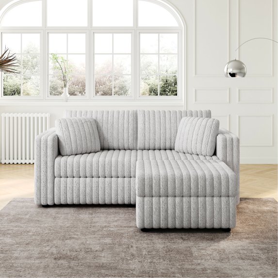 Light gray and simple - Hydraulic lift reveals storage - For storing ...