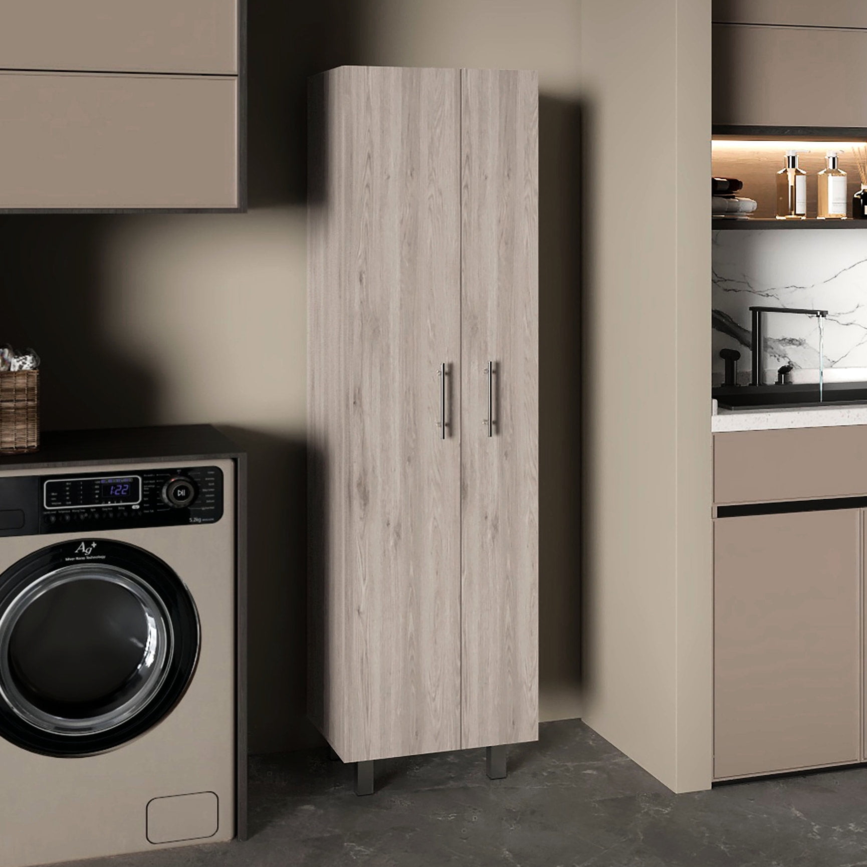 Light gray and white appearance - Store personal things - Home pantry ...