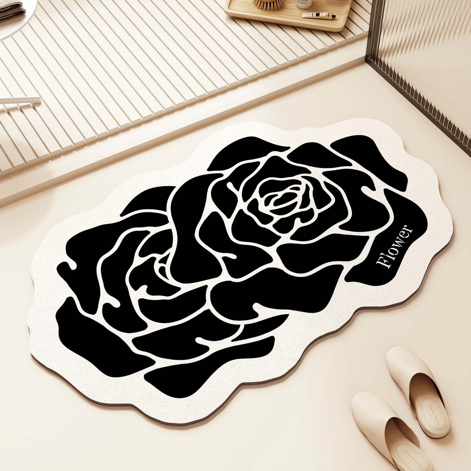 Light luxury French floor mat bathroom floor mat dirty and absorbent ...