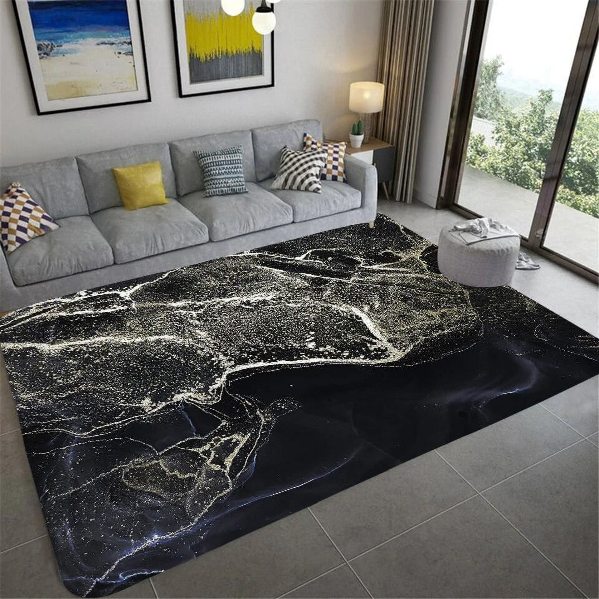 Light luxury marble pattern gilt carpet living room bedroom floor pads ...