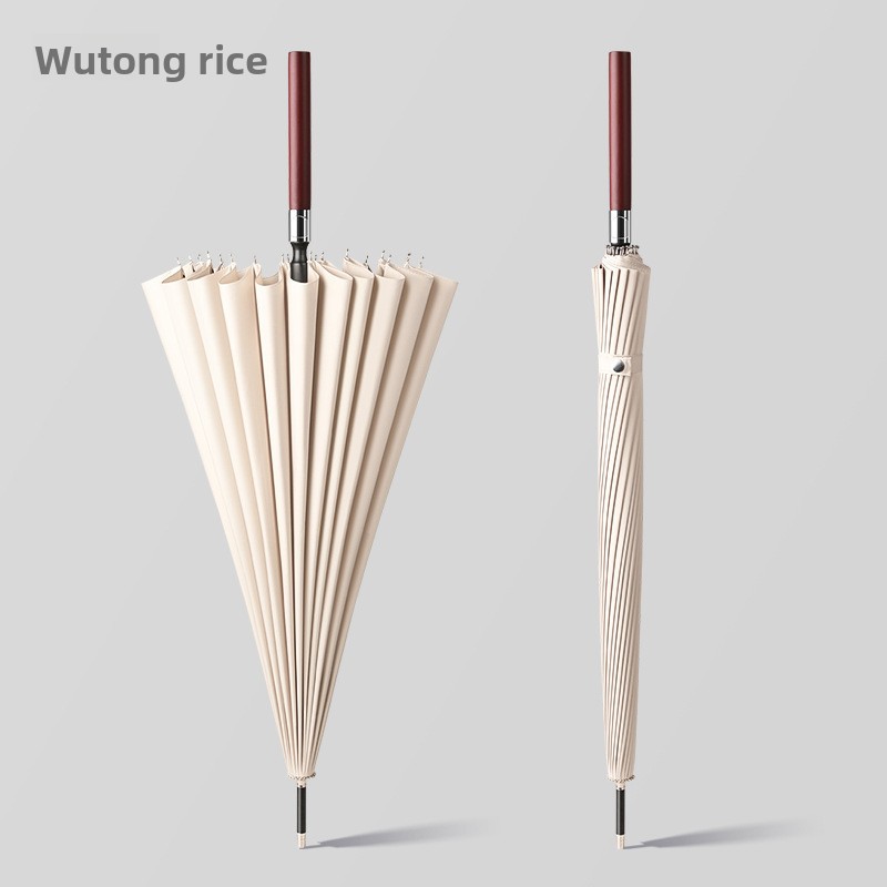 Light luxury wooden long-handled business umbrella, strengthen ...