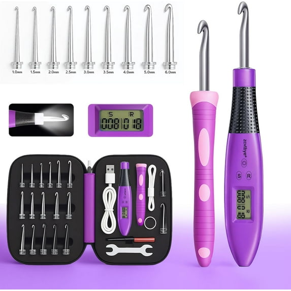 Light up Crochet Hook Set Counting Set Digital Crochet Kit with Lighted ...