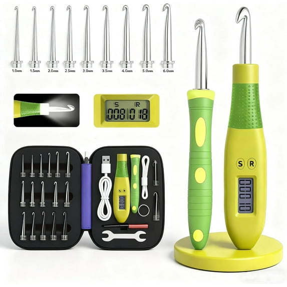 Light up Crochet Hook Set Counting Set Digital Crochet Kit with Lighted ...