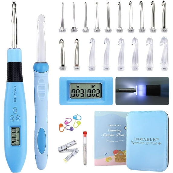 Light up Crochet Hooks Ergonomic Soft Grip, Large Counting Crochet Hook ...