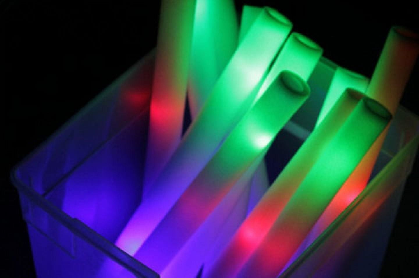 Light up Foam Sticks LED Wands Batons DJ Party Flashing Glow 18 inches ...
