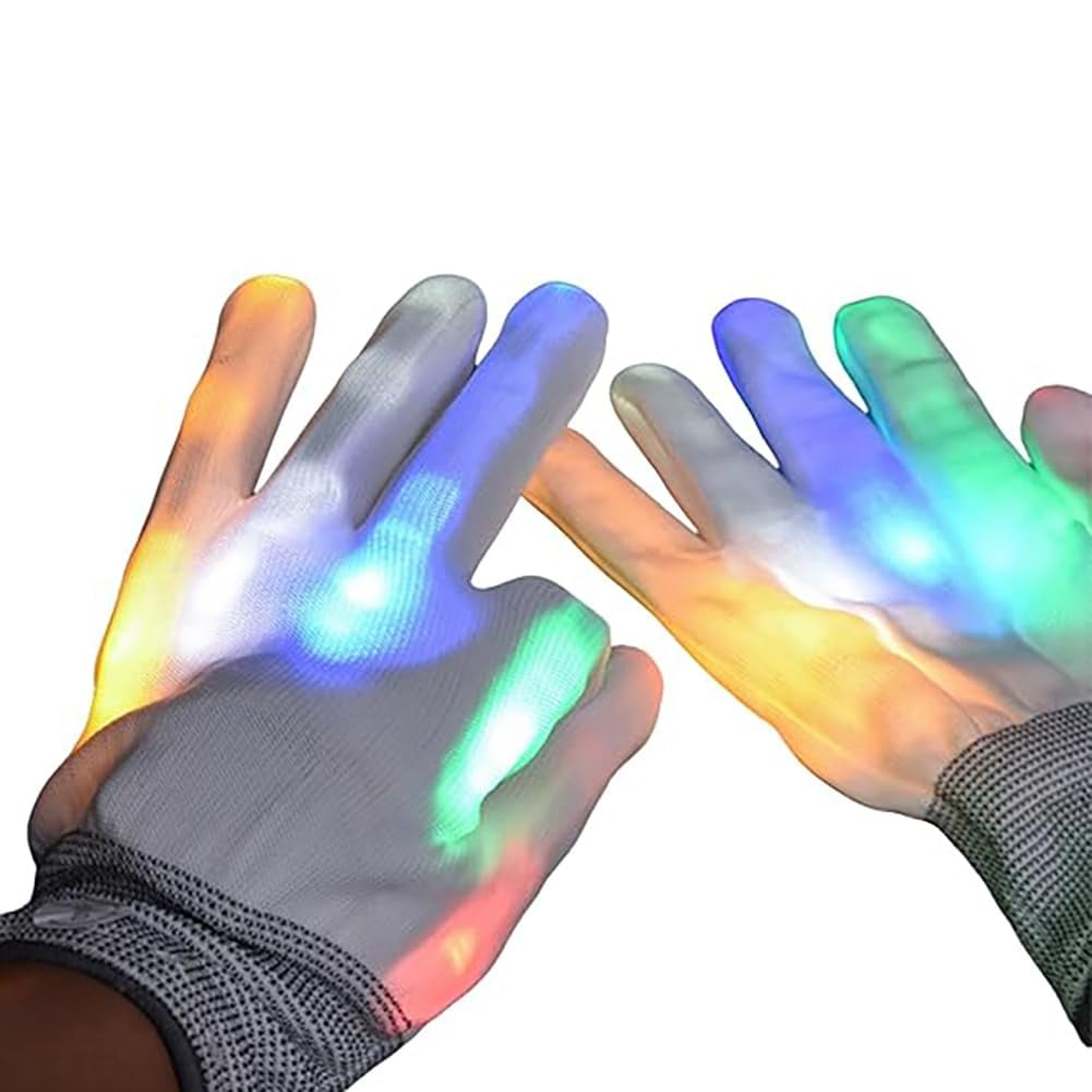 Light up Gloves Fingertips, 2026 LED Rave Glove, 7 Colors Light Show ...