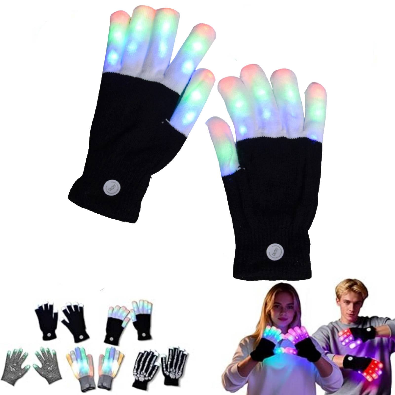 Light up Gloves Fingertips, 2026 LED Rave Glove, 7 Colors Light Show ...
