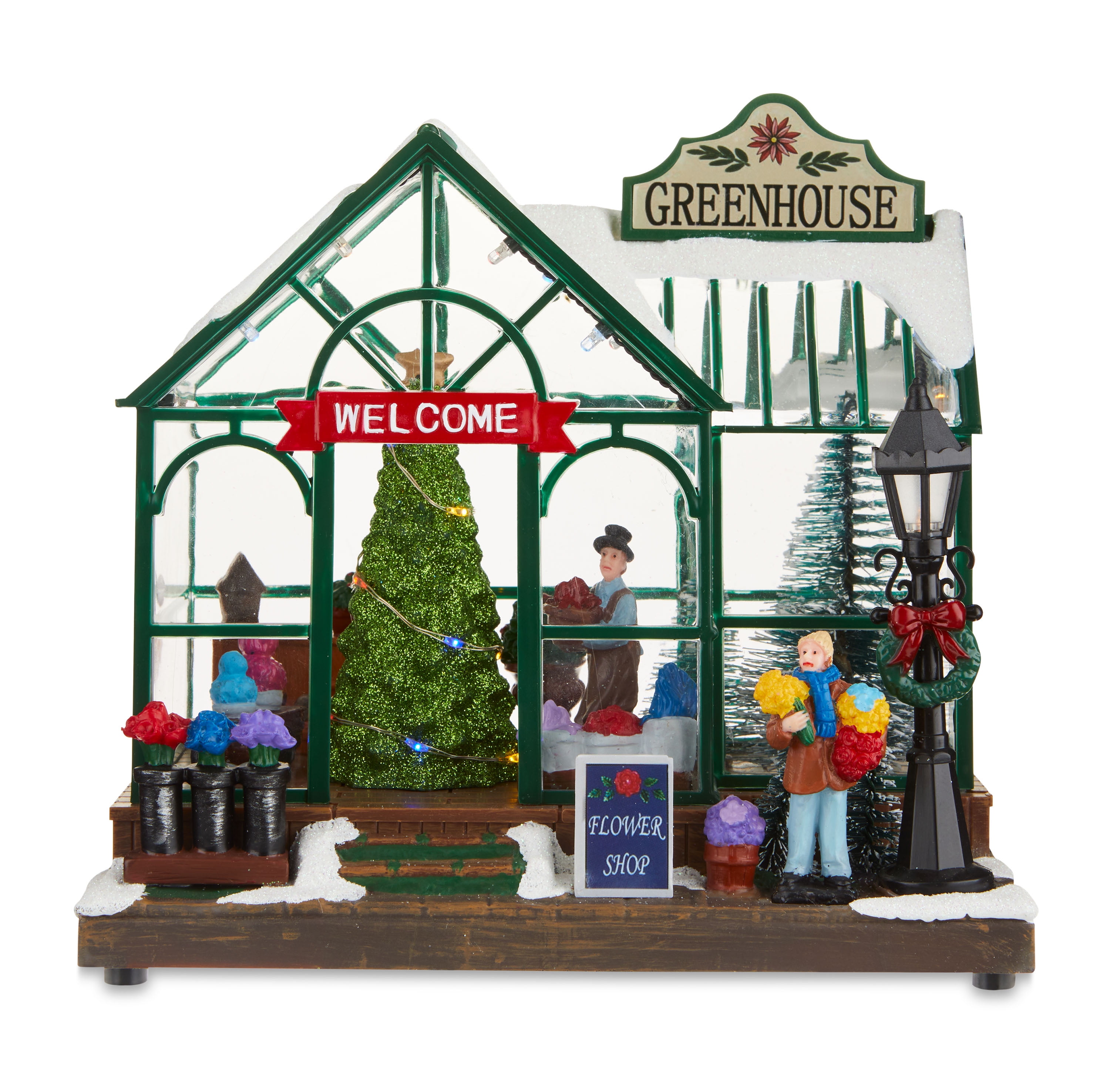 Light-up & Musical Christmas Village Greenhouse, 8.07 in, Multi-color ...