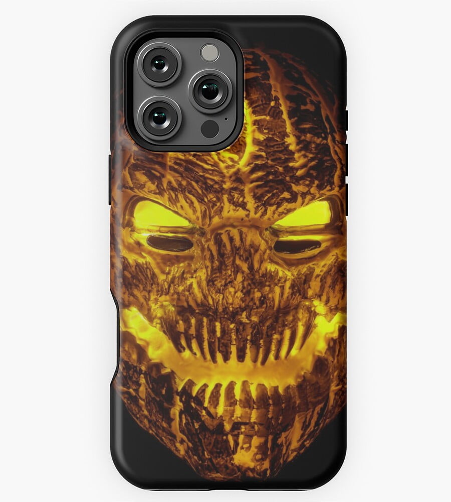 Light up Pumpkin Scorched Mask Isolated Against Black Background ...