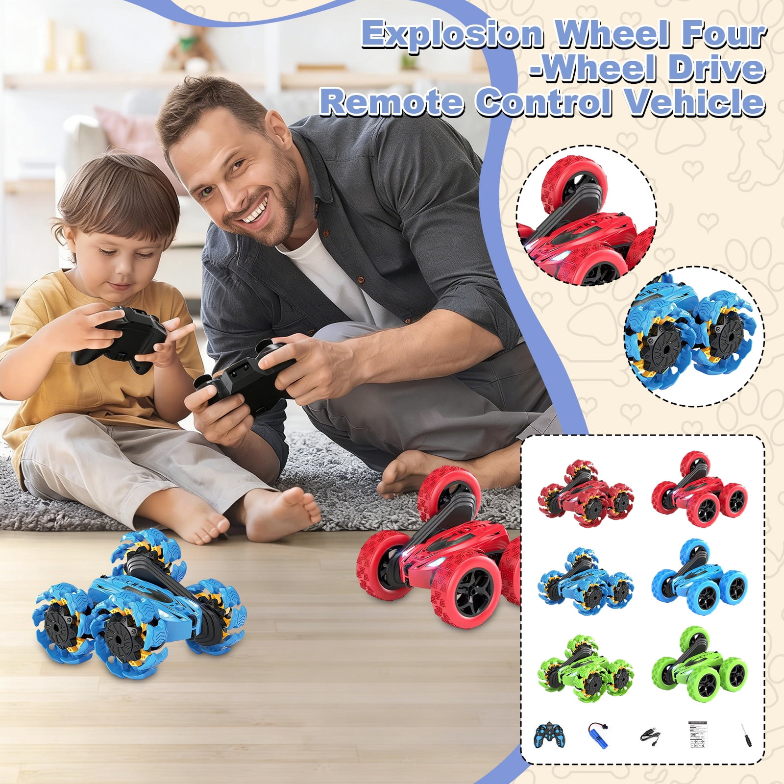 Light up Remote Control Cars Small Cars for Double-sided Inertial Car ...