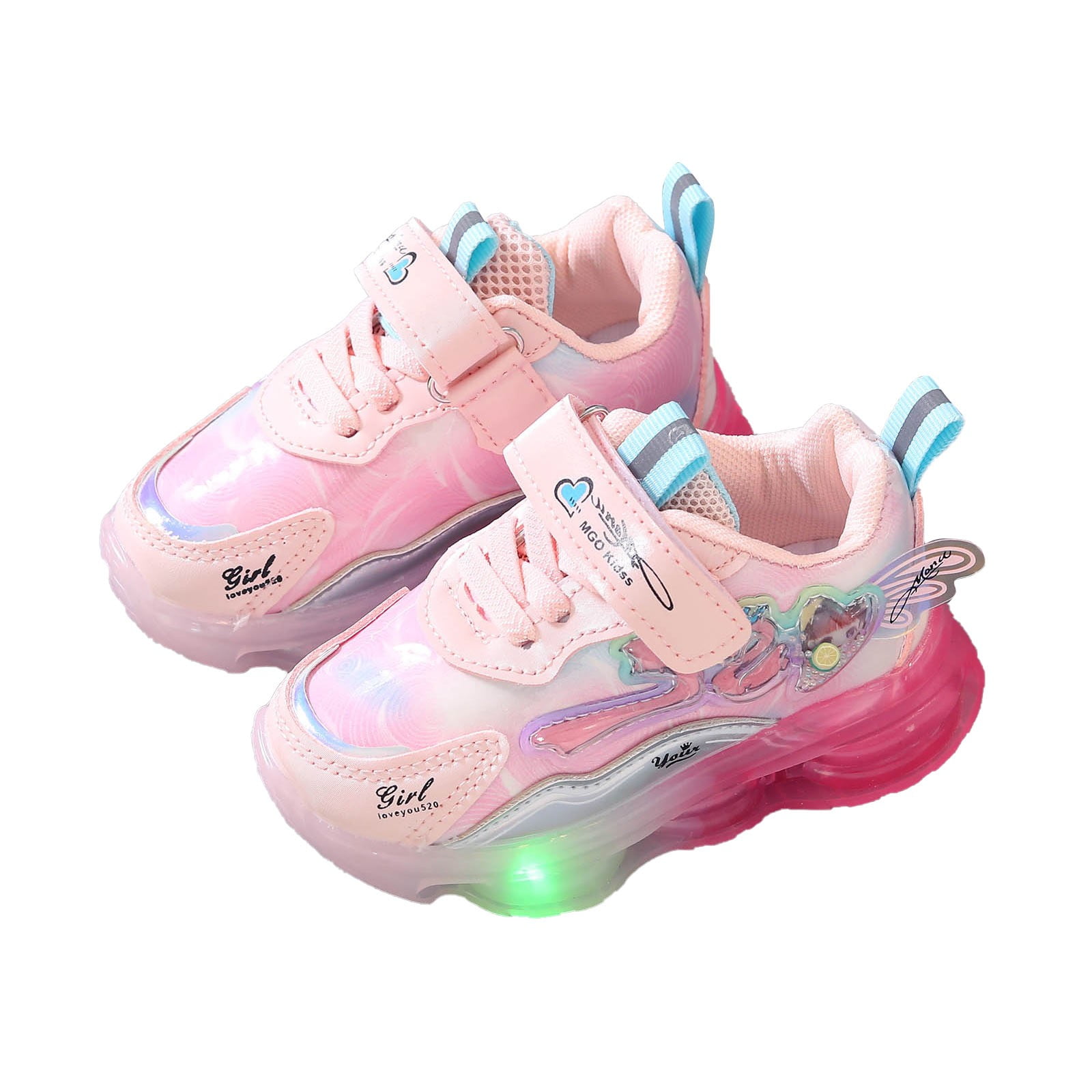 Light up Running Shoes for Girls Kids Pink Angel Glowing Tennis ...