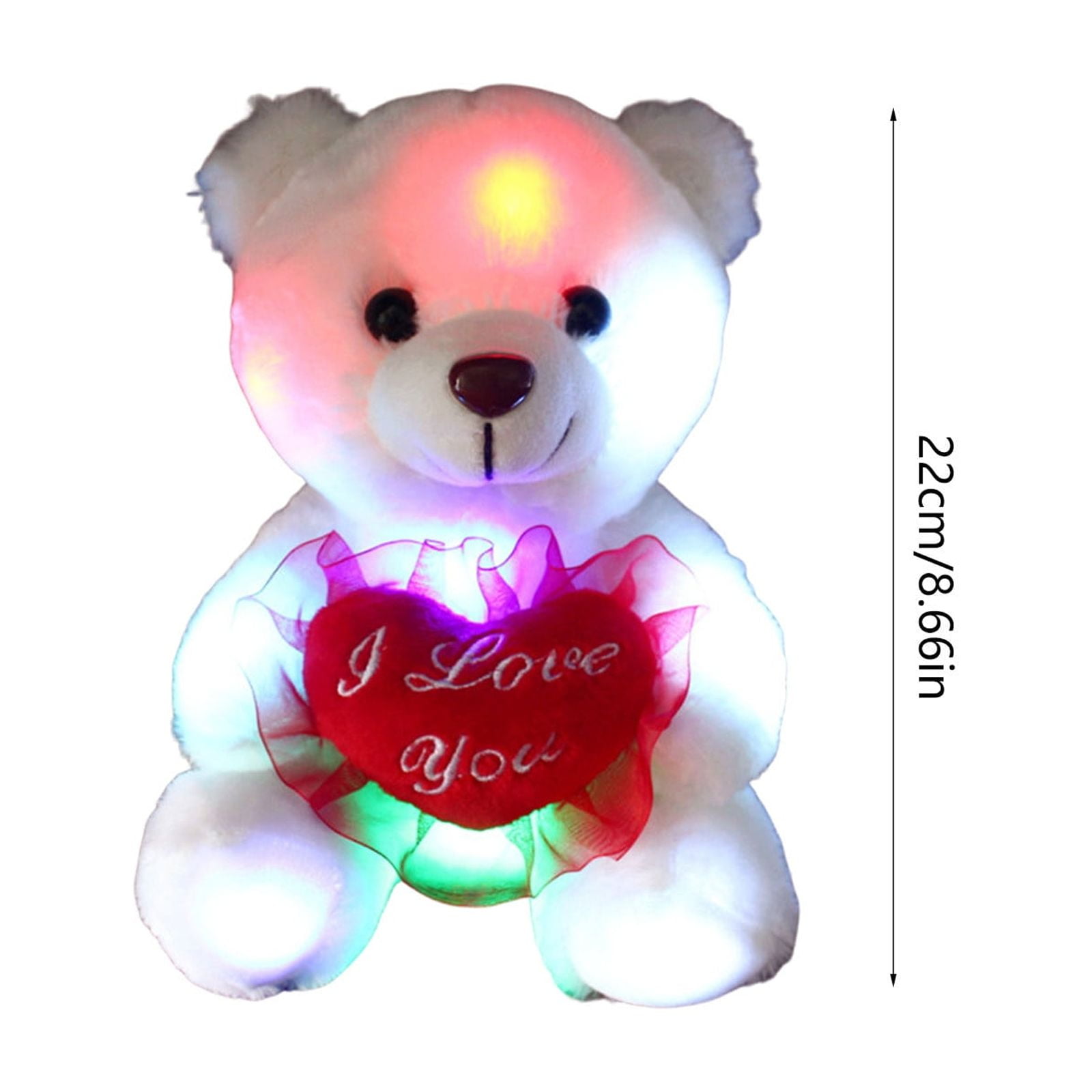 Light up White Teddy Bear LED Stuffed Animal Soft Nightlight Glow Bear ...