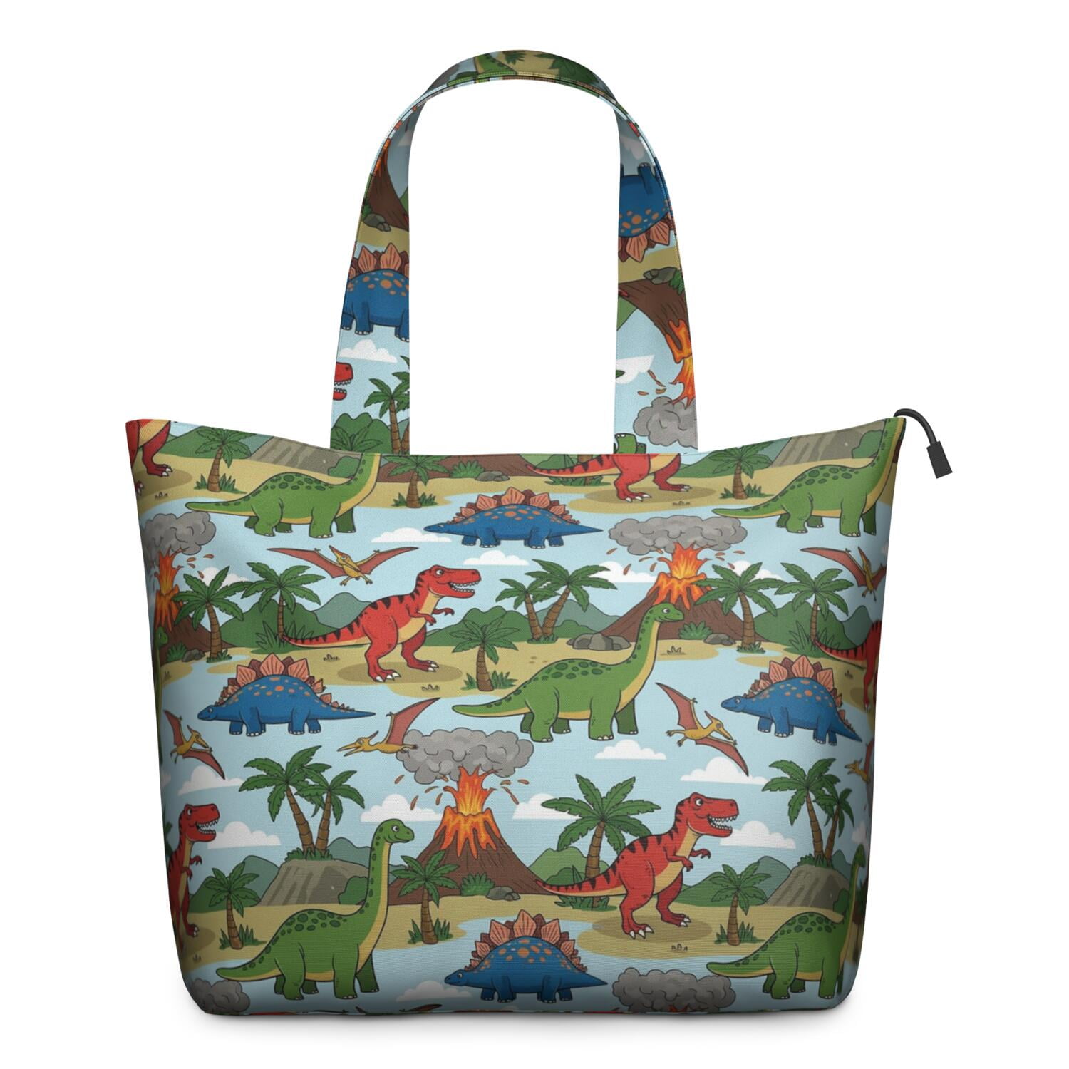 LightColor Dinosaurs Volcanoes Pattern Travel Tote Bags for Women Carry ...