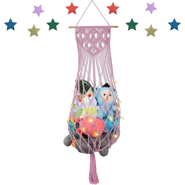 Stuffed Animal Hammock Wall Hanging Net W/String Light for Stuffed ...