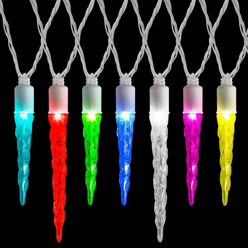 LightShow Synchro Lights 12-Count LED Icicle Lights, Multicolor ...