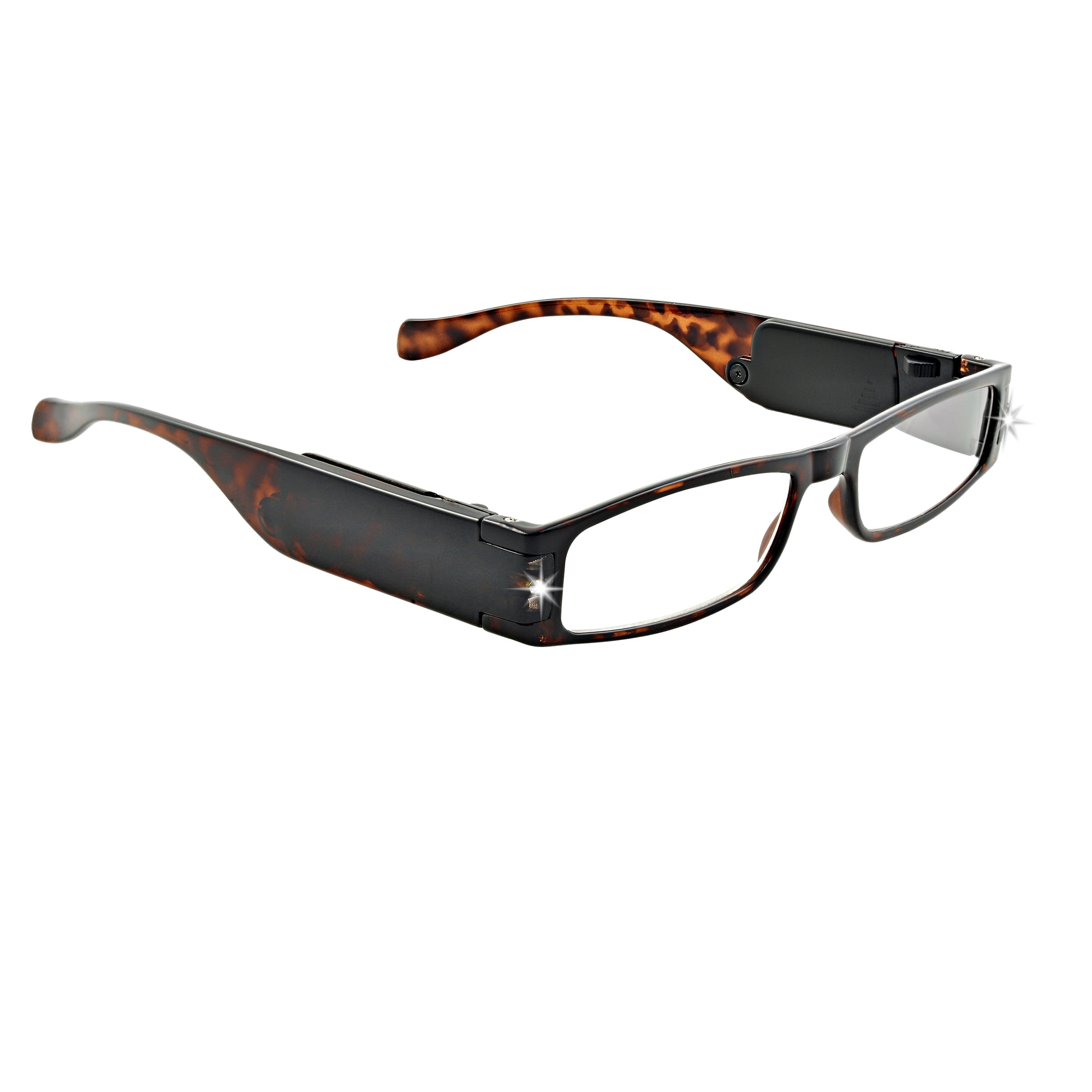 LightSpecs LED Lighted Lightweight Reader Glasses +2.00 Power, Tortoise ...