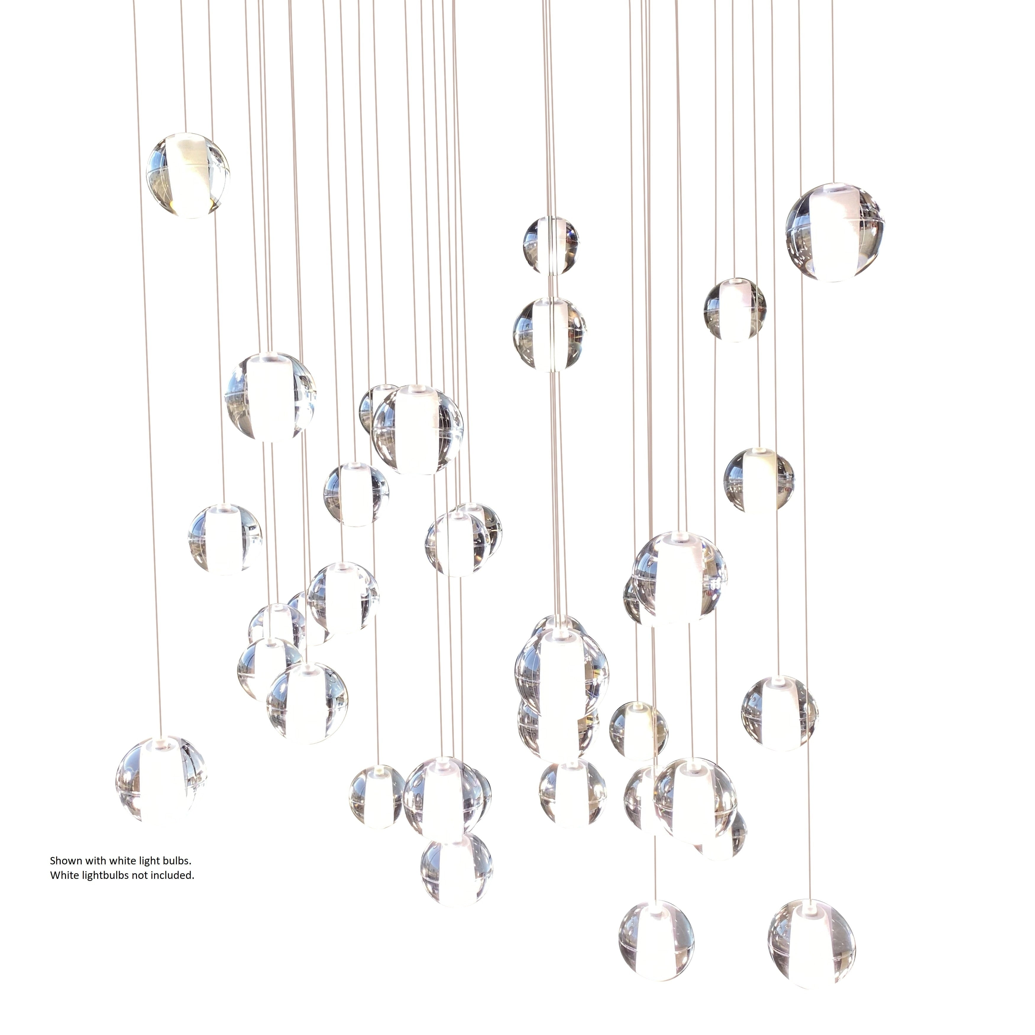 LightUpMyHome Orion 36 Light Floating Glass LED Chandelier, Square ...