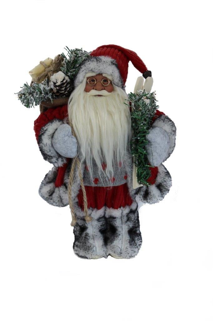 Lightahead 12 inch Santa Claus Standing Red/Grey Christmas Figurine ...