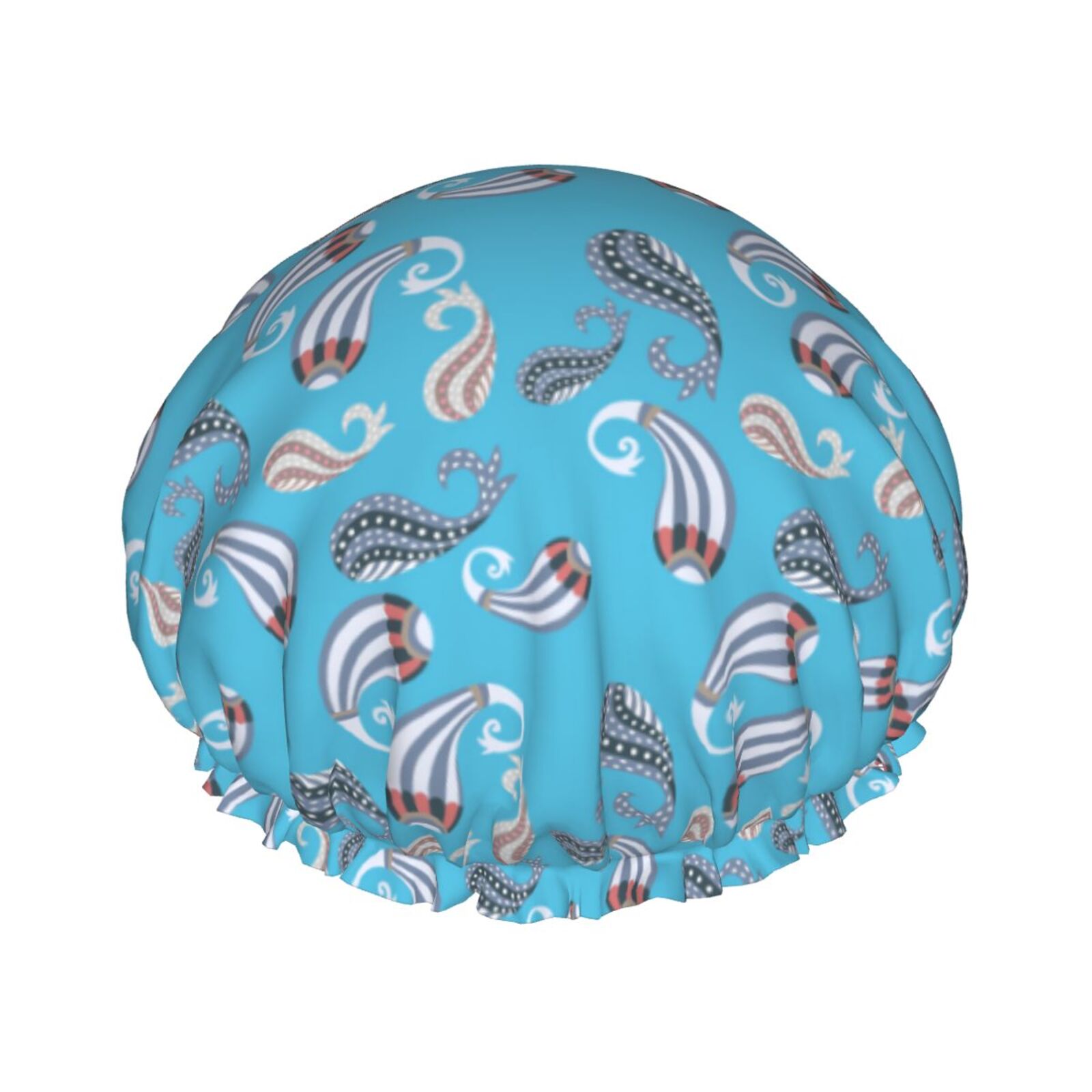 Lightblue Abstractly Fish Shower Cap, Reusable Bath Hair Hat for all ...