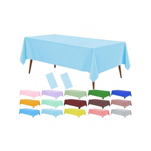 Lightblue Plastic Tablecloth, 2 Pack 54 x 108 Inch Disposable ...