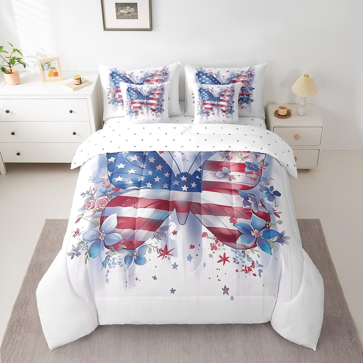 Lightblue Red White Bedding Sets White Tiger Comforter Set Blossom ...