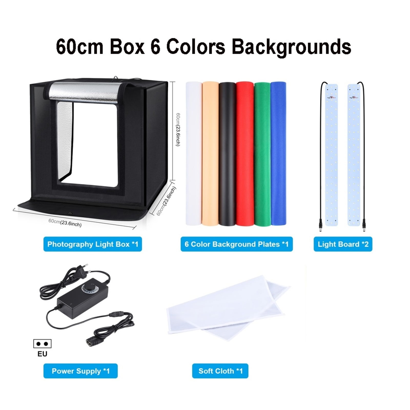 Lightbox 80 60 40 30cm Photo Ring LED Light Studio Box 6 12 Color ...