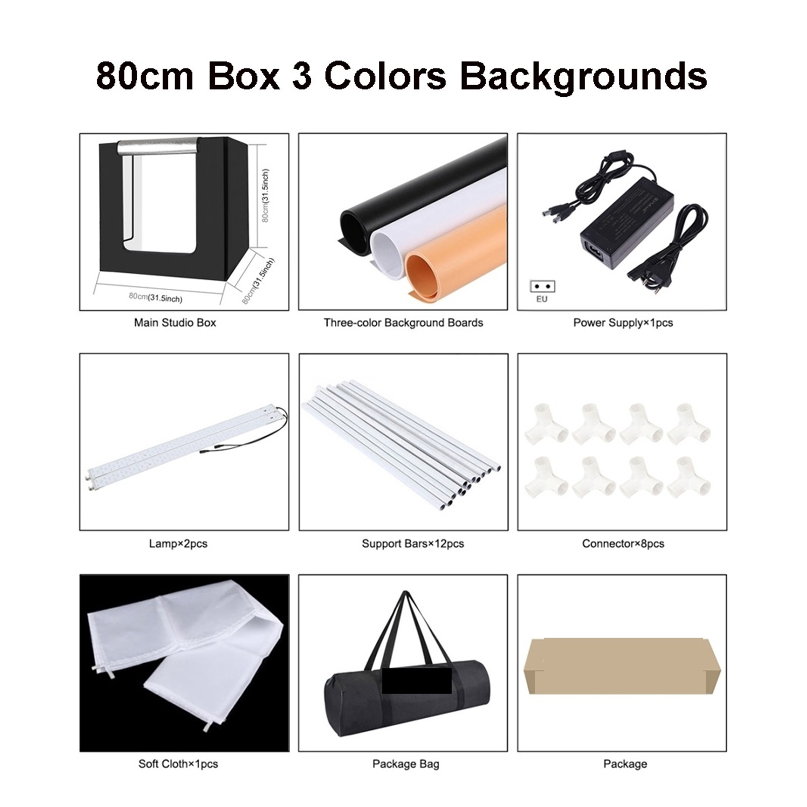 Lightbox 80 60 40 30cm Photo Ring LED Light Studio Box 6 12 Color ...
