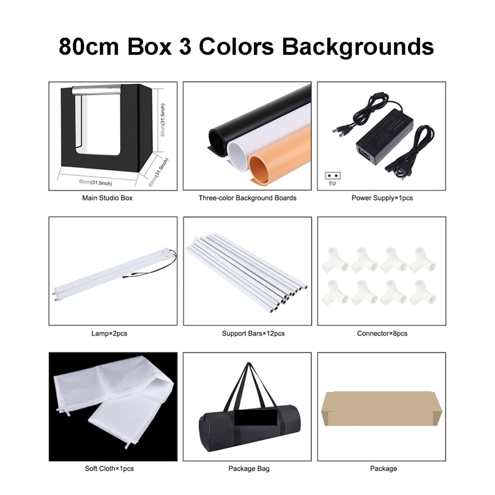 Lightbox 80 60 40 30cm Photo Ring LED Light Studio Box 6 12 Color ...