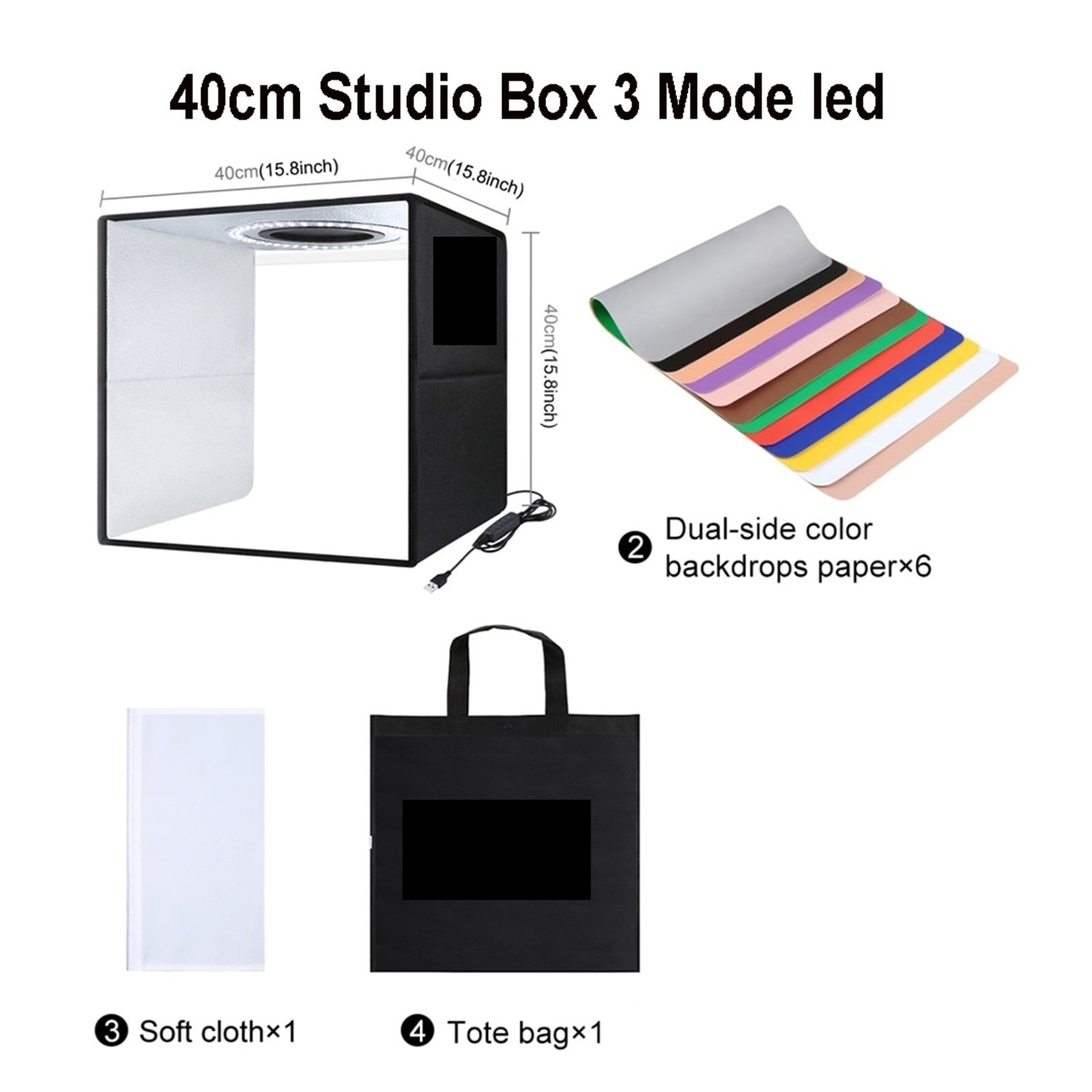 Lightbox 80 60 40 30cm Photo Ring LED Light Studio Box 6 12 Color ...