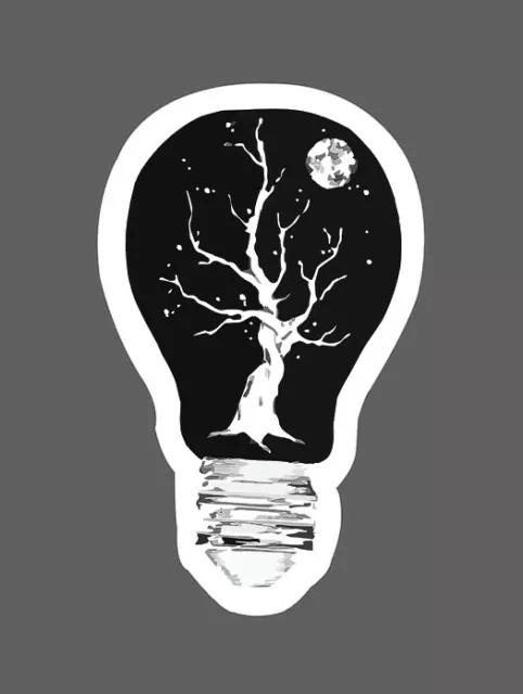Lightbulb Sticker Tree Moon Waterproof Sticker Phone Decal Water Bottle ...