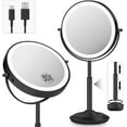 Lighted Adjustable Round Magnifying Vanity Mirror with 3 LED Light ...