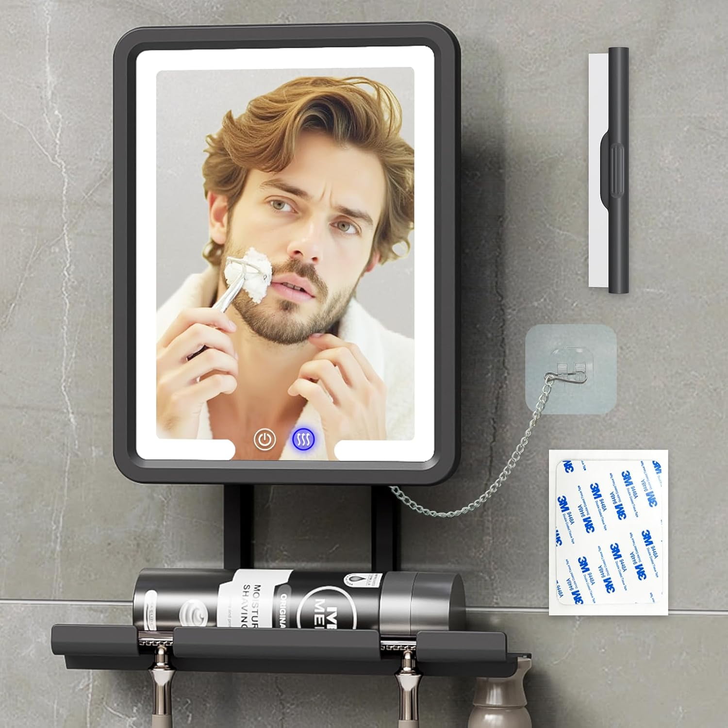 Lighted Anti-Fog Shower Mirror for Shaving - 3 Color Modes Dimming ...