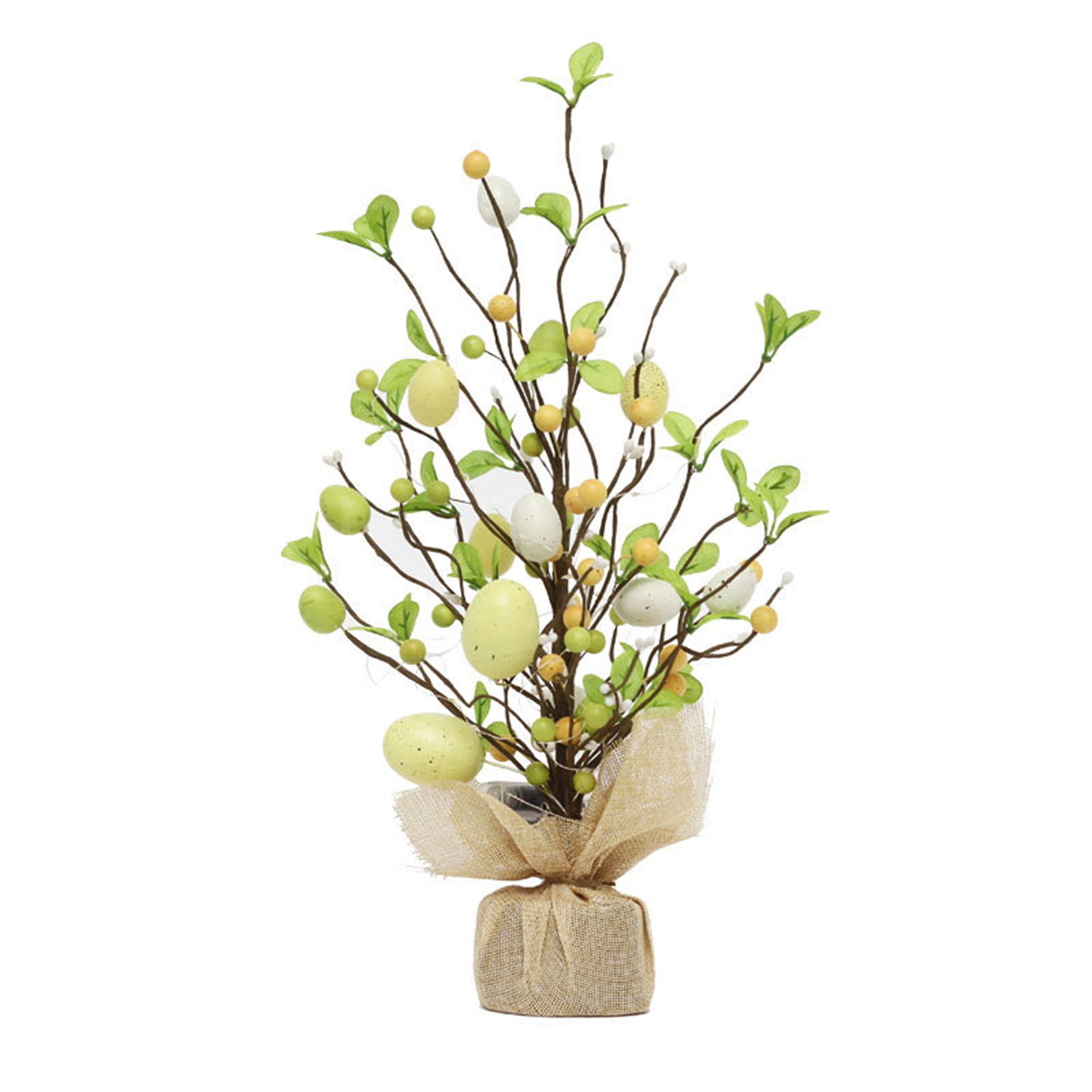 Lighted Artificial Easter Egg Tree Ornament, Flower Twig Branches ...