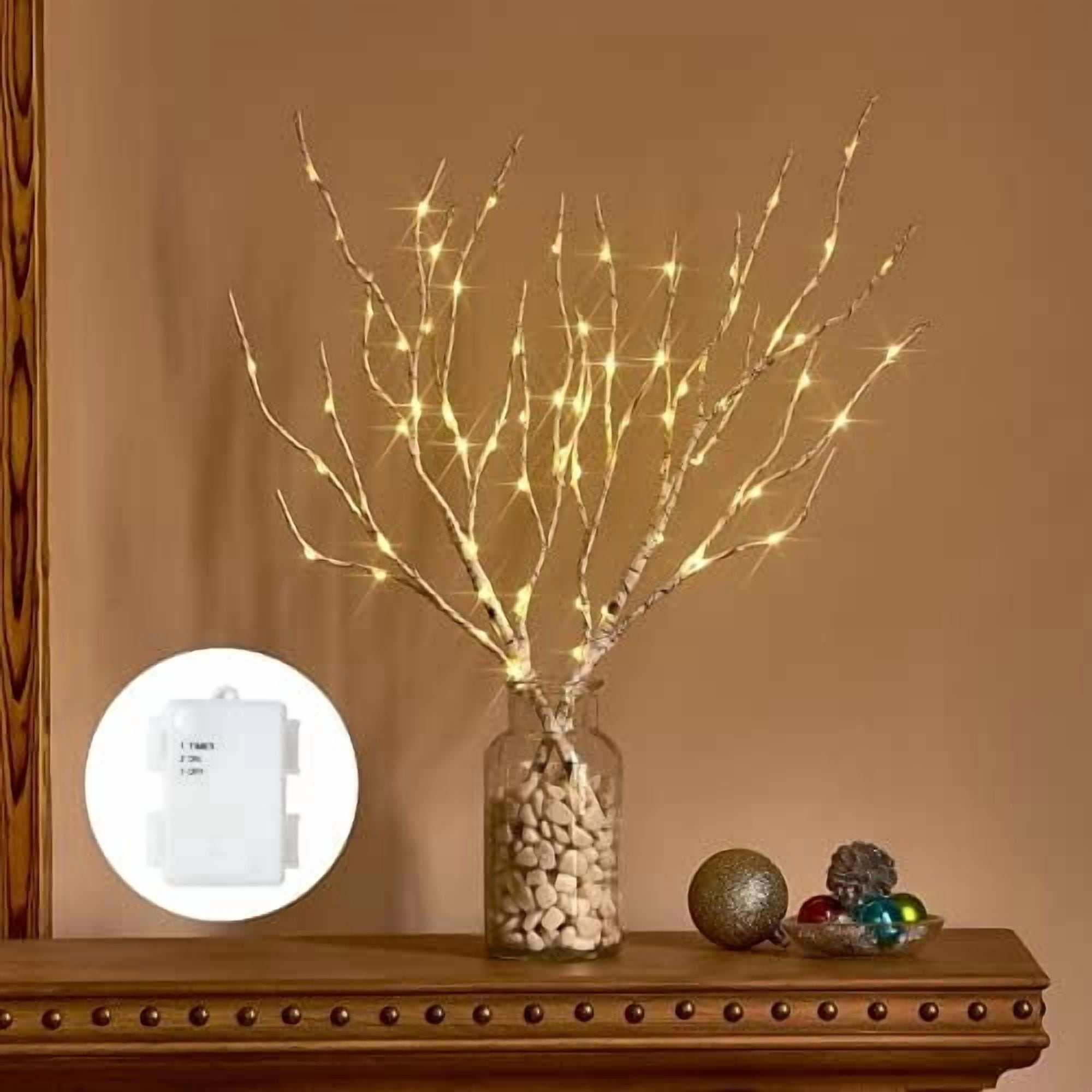 Lighted Birch Branches with Timer Battery Operated 18IN 70L Warm White ...