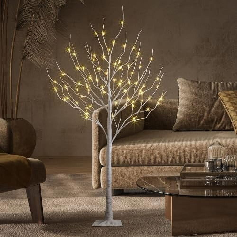 Lighted Birch Tree 6FT 72 LED Artificial Tree for Decoration Inside and ...