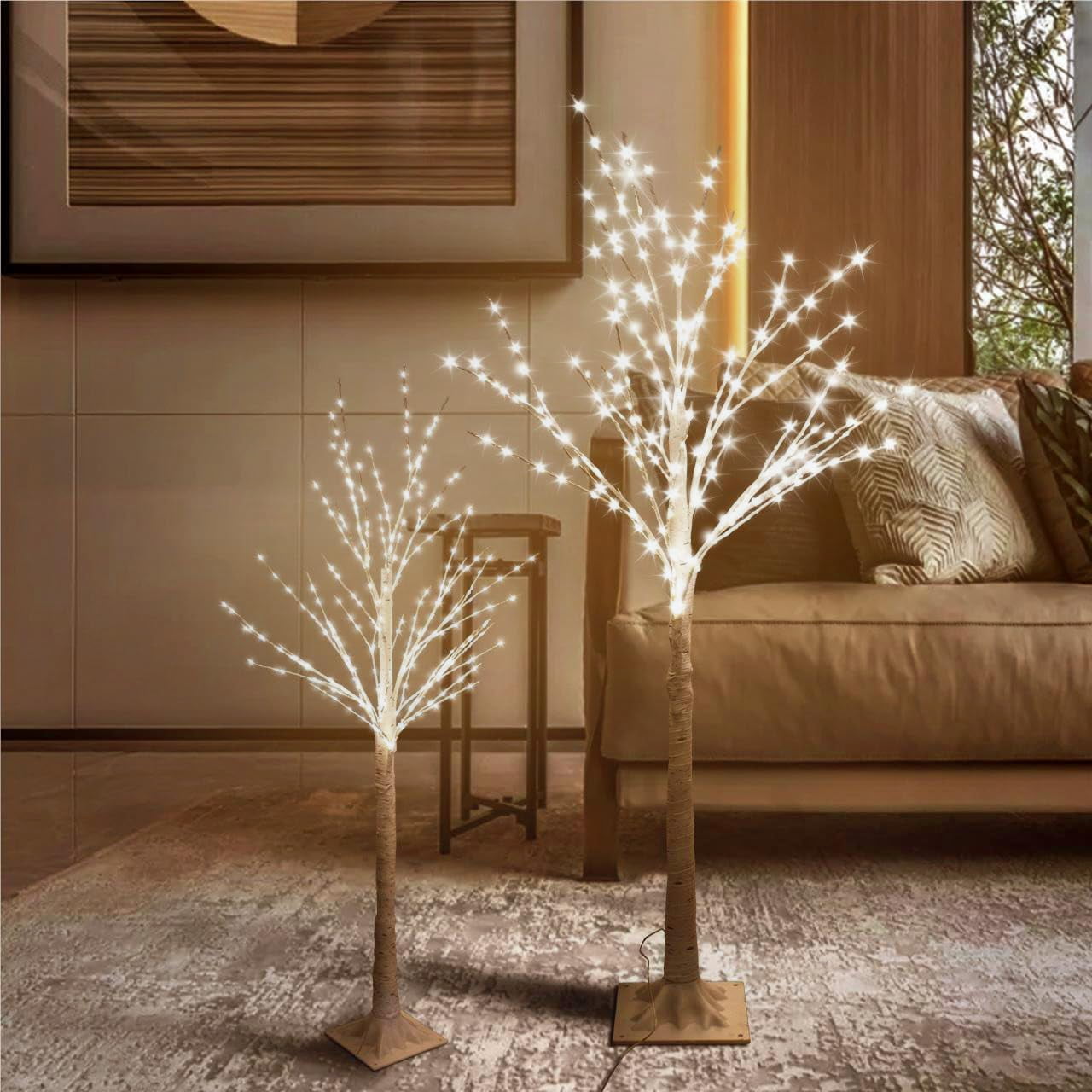 Lighted Birch Tree Light, 4FT 5FT White Birch Tree with LED Lights ...