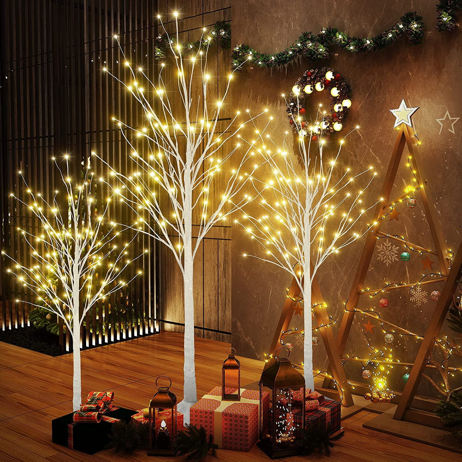 Lighted Birch Trees-4FT 5FT 6FT, Artificial Christmas Tree LED Tree ...