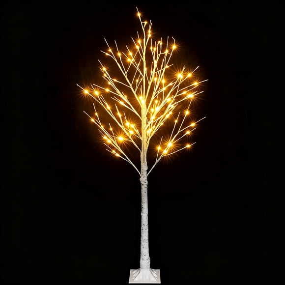 Lighted Birch Tree